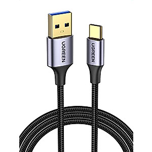 UGREEN USB C Cable 3.0 Fast Charging, 5Gbps Fast Data Transfer USB A to USB C Cable, Nylon Braided Type C Charger Compatible with Galaxy S10/S10+, LG V60/V50/G8, iPad Mini 6, PS5, Switch etc. 3.3FT