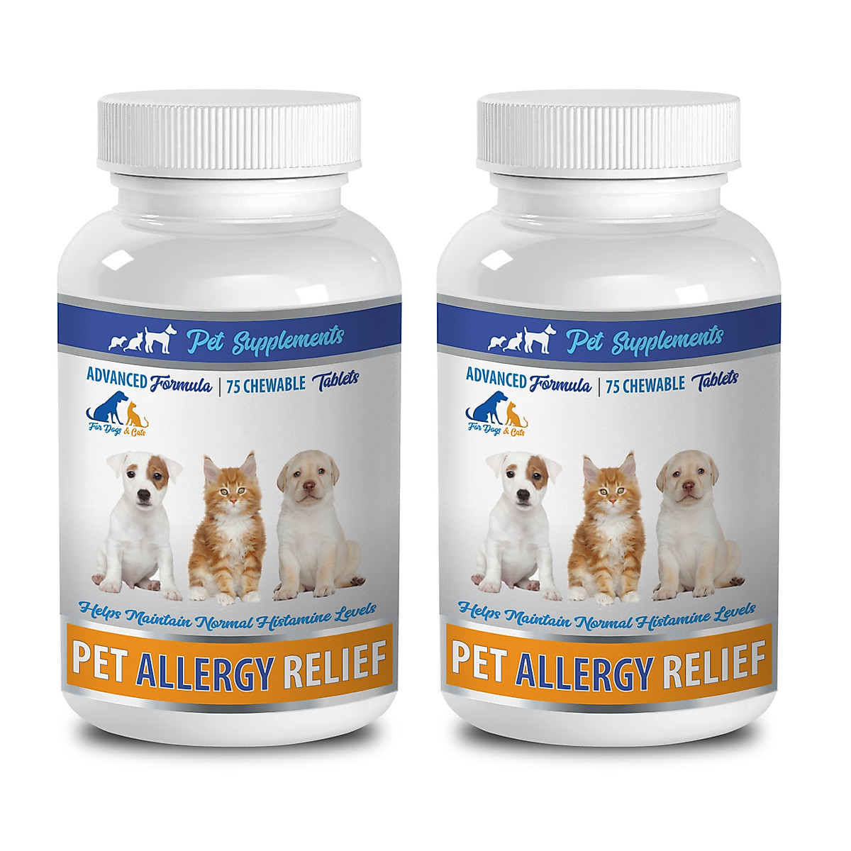 cat Skin and Coat Supplement - Allergy Relief Pets - for Dogs and Cats - Amazing Formula - Chewy Tablets - Turmeric Cats - 2 Bottle (150 Chews)