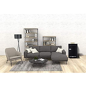 Frigidaire EFR376-BLACK 3.1 Cu Ft Black Retro Bar Fridge & COMFEE' EM720CPL-PMB Countertop Microwave Oven with Sound On/Off, ECO Mode and Easy One-Touch Buttons, 0.7cu.ft, 700W, Black