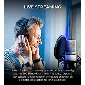 MXL 990 Blizzard Cardioid Condenser Microphone for Vocals and Guitars Bundle with Blucoil 20-FT Balanced XLR Cable, Pop Filter, Adjustable Microphone Tripod Stand, and 4X 12 Acoustic Wedges