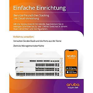 Aruba Instant On 1960 24-Port Gb Smart-Managed Layer 2+ Ethernet Switch with PoE | 24x 1G, 2X 10GBase-T + 2X SFP+ Uplink Ports | 20x CL4 + 8X CL6 PoE (370W) | Stackable | US Cord (JL807A#ABA)
