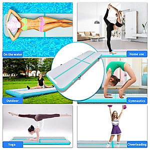 Gymnastics Tumbling Mat 10ft/13ft/16ft Inflatable Gymnastics Mats Tumble Track, for Home Use/Training/Cheerleading/Yoga/Water with Pump