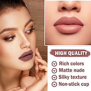 XINGXYUEL 3PCS Nude Lipstick Set Matte Lip Stick Waterproof Long Lasting Lipstick Non-Stick Cup Velvet Lip Gloss Lip Stain Professional Lip Makeup Matte Lipstick Set D