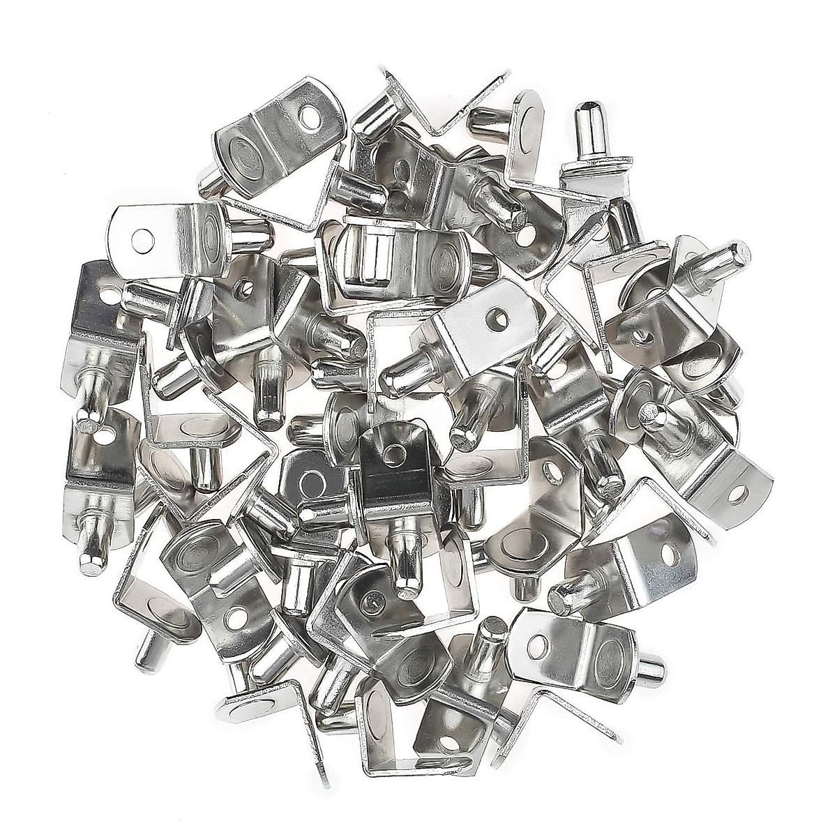 40 Pcs Shelf Support Pegs,1/4 Inch Diameter Shelf Bracket Pegs with Hole,Nickel Plated L-Shaped Clips for Kitchen & Bookcase Shelf Cabinet Furniture Closet Shelf Pins Support
