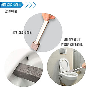 Pumice Stone for Cleaning,1 Extra Long Handle Pumice Stone Toilet Bowl Cleaner & 2 Pieces Pumice Stones, for Bath/Pool/Kitchen/Household Cleaning,3 Pack