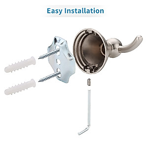 FILTA Bathroom Towel Hooks, Brushed Nickel Robe & Towel Hooks for Bathroom Wall Mounted, Traditional Bathroom Towel and Robe Wall Hooks for Hanging Towels, Bath Towel Hook for Shower Wall (2 Pack)