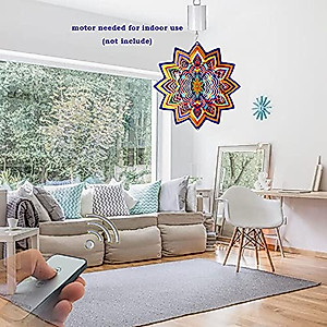 Fonmy Mandala Wind Spinner Lucky Star Worth Gift Indoor Outdoor Garden Decoration Crafts Ornaments 12 inch Multi Color Stainless Steel Wind Spinners