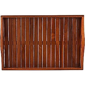 Bare Decor Vivi Spa/Serving Tray in Solid Teak Wood, Brown, 15.75x23.5