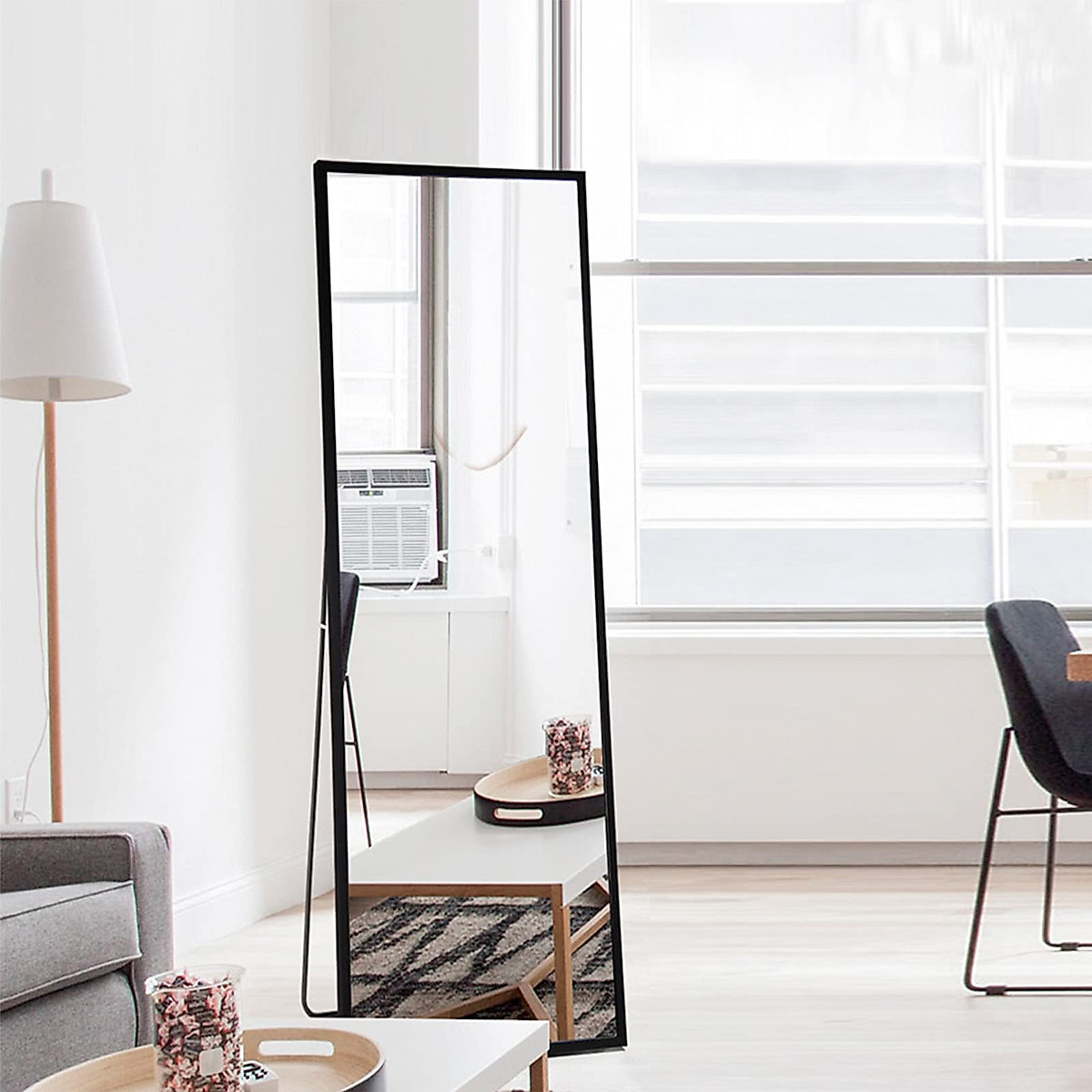 NA Full Body Mirror Full Length Floor Mirror Wall Mounted Free Standing Black Dressing Mirror Over The Door Mirror for Bedroom Bathroom Living Room Locker Room (59” x 19.7”)