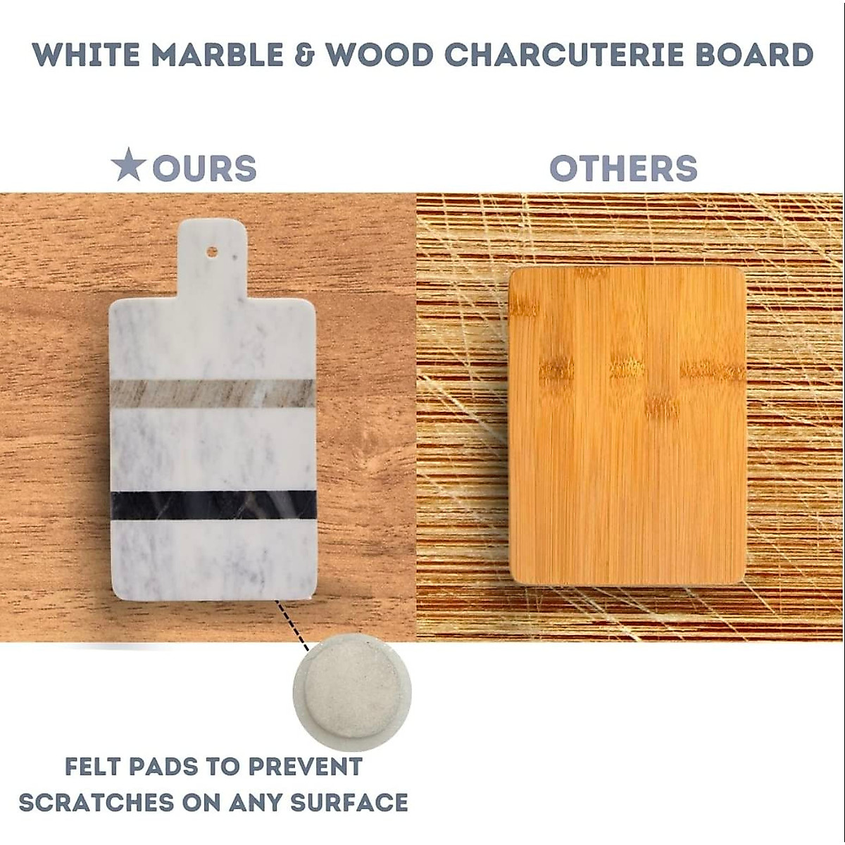 Lexi Home Marble Collection 15 in. Rectangle Charcuterie Board - Stripes