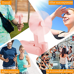 2 Pieces Portable Handheld Fan Mini Fan Portable USB Rechargeable Fan Small Pocket Fan Travel Feature Battery Operated 14-21 Working Hours for Women, Travel, Outdoor (White, Pink)