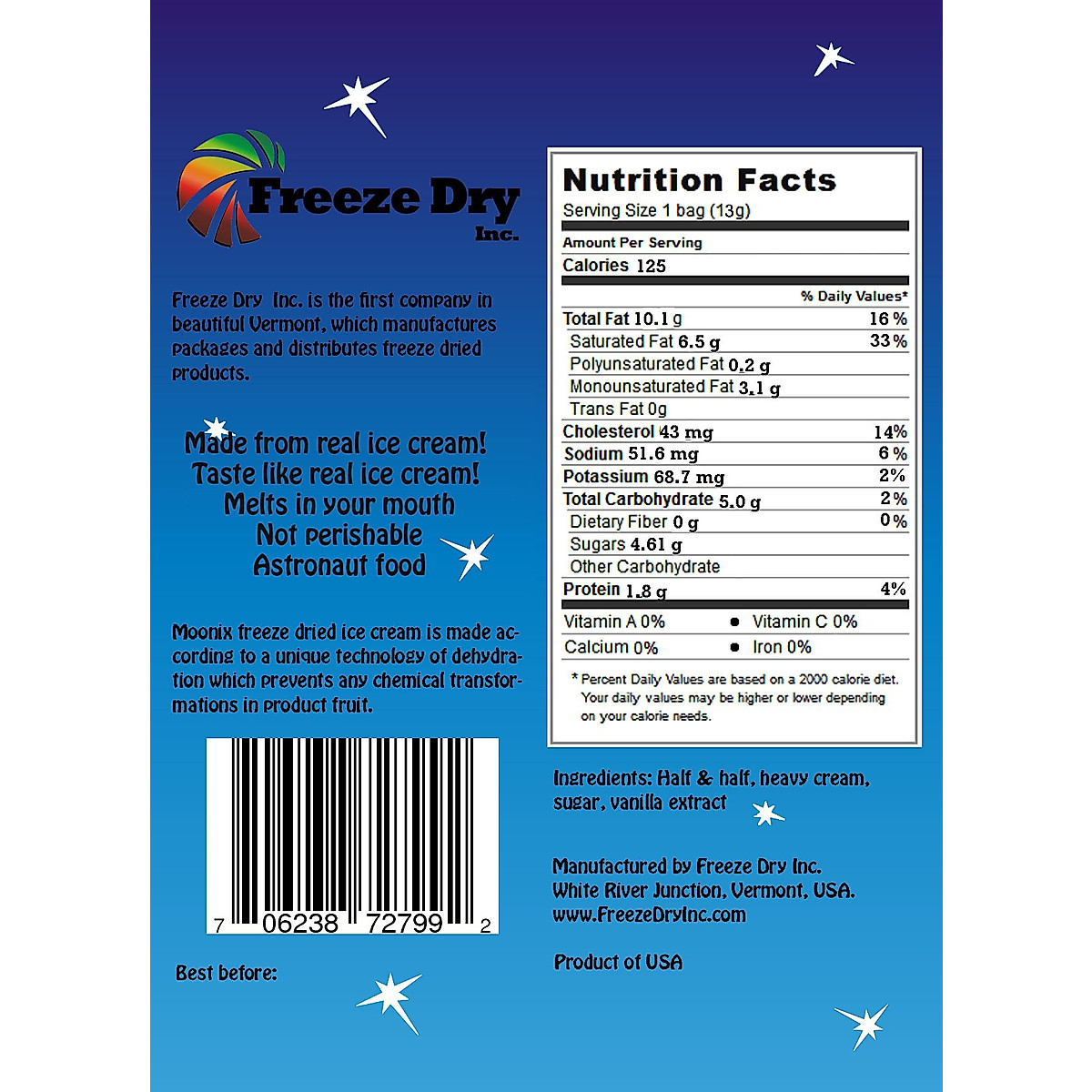 Moonix Freeze Dried Ice Cream. Variety pack. 10ct (Best Sellers)