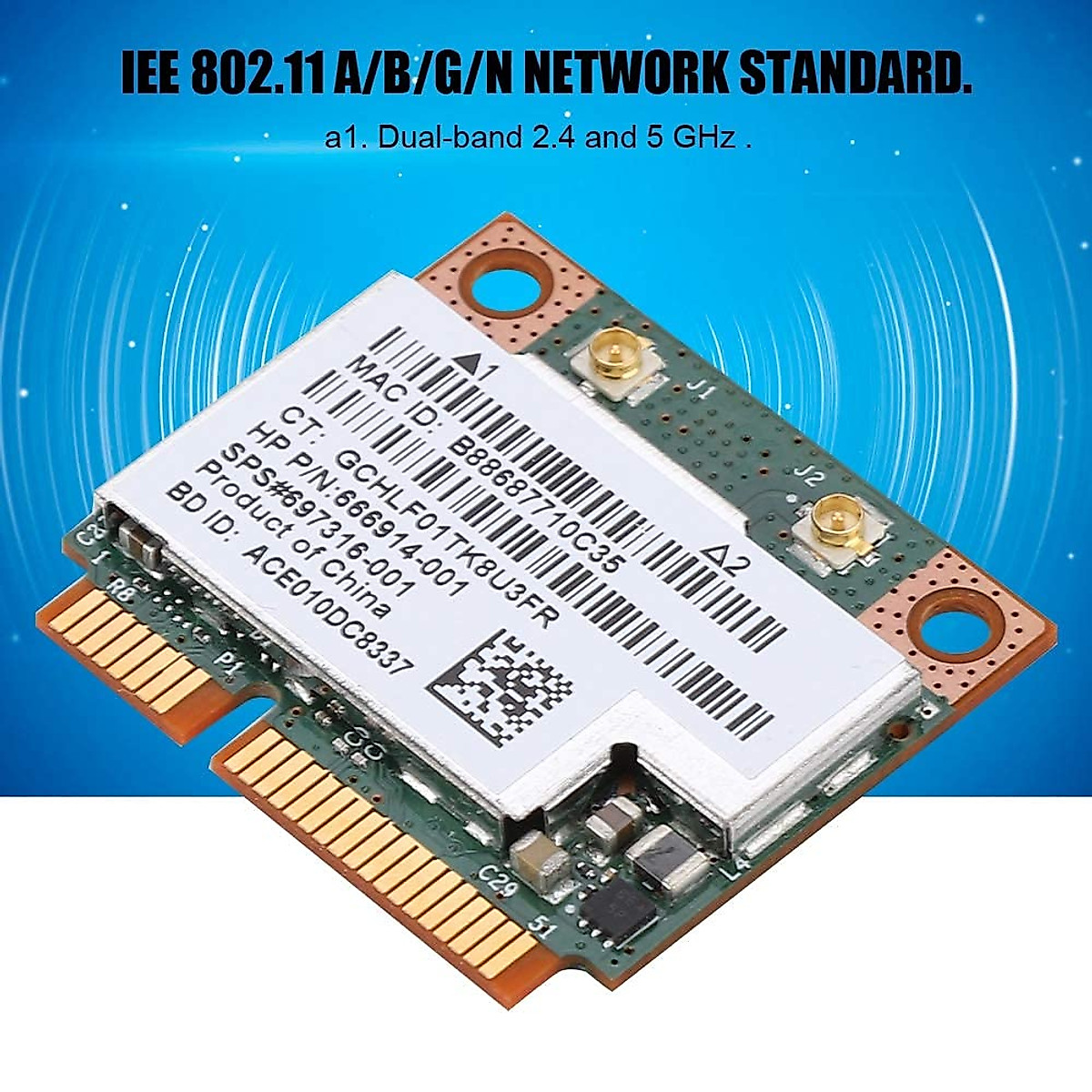 Mini PC-E Wireless Network Card,Bluetooth 4.0 300Mbps 2.4 and 5 GHz Dual-Band PCI-E Wireless LAN Card,Suitable for Broadcom BCM943228HMB,Suitable for Windows 2000/XP/VISTA/7