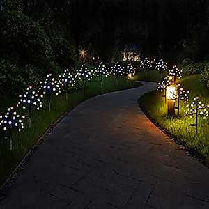 YINGFAKE Solar Garden Cherry Blossom Lights, 2 Pack Outdoor Waterproof LED Solar Powered Flower Light, 40 Cherry Blossom Pathway Decor Landscape Lights for Garden, Yard, Patio, Lawn