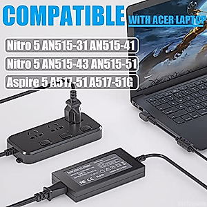 135W AC Adapter Fit for Acer Nitro 5 Laptop Charger, Acer Nitro 7 AN517-51 AN515-53 AN515-52 AN515-51 AN515-43 AN515-41 ADP-135KB T N18C3 N18C4 Gaming Laptop Charger