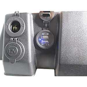 Pactrade Marine Boat Battery Box Dual USB Charger 2 Power Socket Voltmeter Gauge