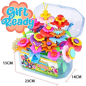 Innorock Flower Garden Building Toys with Portable Storage Box - Flower Stacking Toys for Toddlers, Preschool Learning Activities, Craft Kits, Birthday Gift for Girls 3 4 5 6 7 8 Year Old Girl Gift