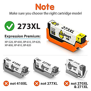 Smart Ink Remanufactured Ink Cartridge Replacement for Epson 273 XL 273XL 273 to use with XP 610 XP-600 XP-620 XP-810 XP-820 XP-800 Expression Premium (Black & C/M/Y/PBK, 5 Combo Pack)