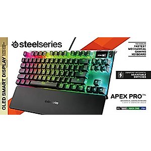 SteelSeries Apex Pro TKL HyperMagnetic Gaming Keyboard - Adjustable Actuation - Esport TKL Format - OLED Display - RGB - PBT Keys - USB-A - Nordic QWERTY