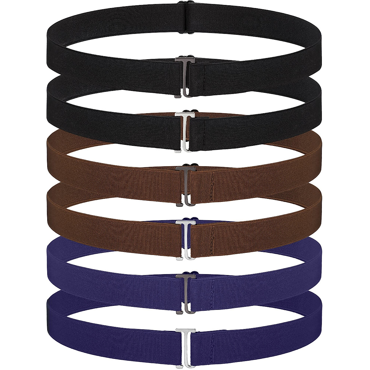 SATINIOR 6 Pcs No Show Invisible Women Flat Belts Buckle Stretch Elastic Belt for Jeans Pants Dresses (Classic Color)