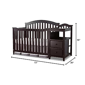 SORELLE FURNITURE Berkley Crib and Changer with Slat Panel Back Classic -in- Convertible Diaper Changing Table Non-Toxic Finish Wooden Baby Bed Toddler Childs Daybed Full-Size Nursery - Espresso