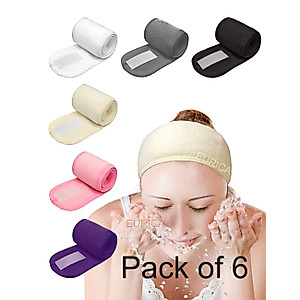 EUICAE Spa Headband Hair Wrap Sweat Headband Head Wrap Hair Towel Wrap Non-slip Stretchable Washable Makeup Headband for Face Wash Facial Treatment Sport Fits All White (Mixed color)