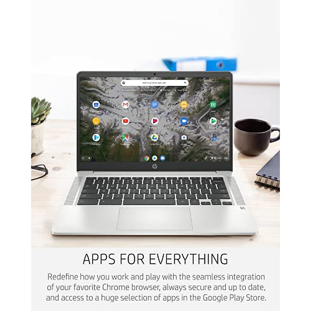 HP Chromebook 14 Laptop, Intel Celeron N4020, 4 GB RAM, 32 GB eMMC, 14” HD Micro-Edge Display, Chrome OS, Thin & Portable, 4K Graphics, Backlit Ash Gray Keyboard (14a-na0024nr, 2021, Mineral Silver)