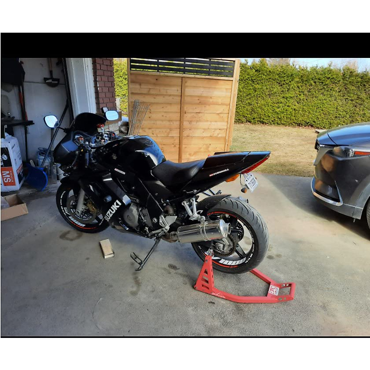 Ruedamann 550 lbs Capacity Motorcycle Stand,Adjustable 9.8"-13.8"W Motorcycle Rear Lift,Motorcycle Storage Lift Stand, Wheel Lift Stand for Sport Bikes,Dirt Bikes,Rear stand, Red