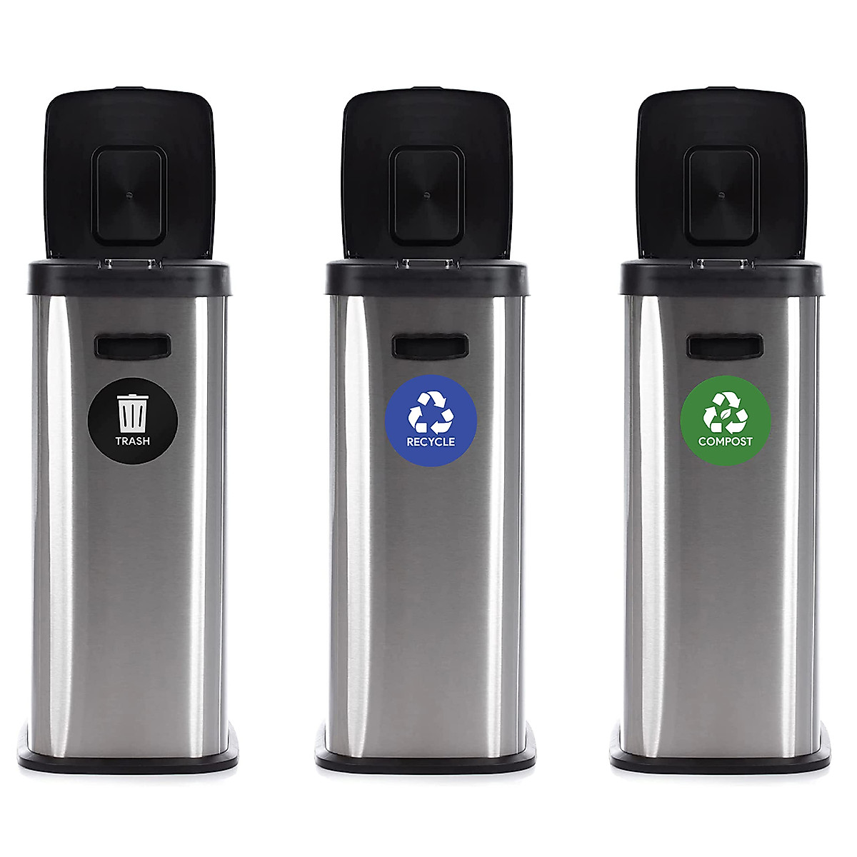 Sutter Signs Trash Compost Recycle Stickers for Trash Can 6pc Combo Set | Weatherproof Waste Management Decal Label Signs for Garbage Cans and Recycling Bins