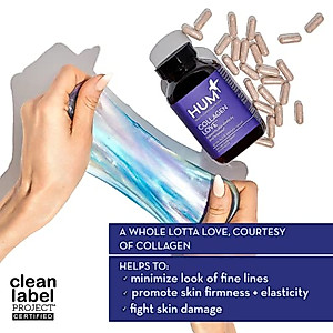 HUM Collagen Love Skin Supplement - Collagen Peptides with Hyaluronic Acid & Vitamin C to Support Firm Skin & Help Minimize Visible Signs of Aging - Skin Supplement for Women (90 Capsules)