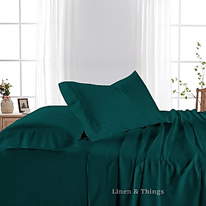 Family XL Size (144" x 84") 800 Thread Count Luxury Egyptian Cotton Bed Sheets, Sateen Weave, 4PCs Luxury Soft Bed Sheet Set 15" Deep Pocket - Teal Solid