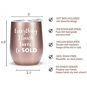 Realtor Gifts For Women Thank you Real Estate Agent Gift at Closing 12oz Wine Glass Tumbler Funny Coffee Mug