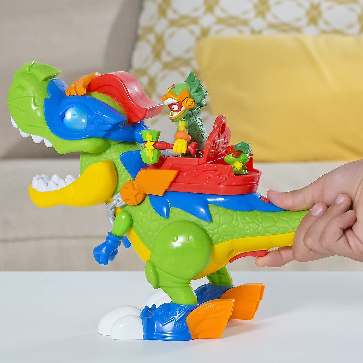 SUPERTHINGS RIVALS OF KABOOM Superdino H-Rex, Jointed Dinosaur Hero Lights and Sounds, Includes 1 Kazoom Kid and 1 SuperThing