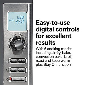 Hamilton Beach Countertop Air Fryer Oven with Sure-Crisp Technology, XL Capacity for 2 12” Pizzas, Two 9” x 13” Pans and 4 Rack Positions, Digital Controls, Grey (31390)