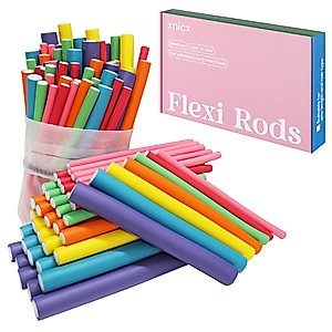 xnicx 47 pcs 7'' Hair Curlers Rollers Flexi Rods Flexible Curling Rods Set No Heat Heatless Bendy Foam Hair Curls for Long,Medium,Short Hair to Sleep in
