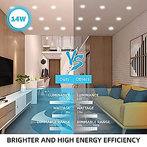 obstime 6 Pack 14W 4 Inch Ultra-Thin LED Recessed Lights Slim with Junction Box,2700K/3000K/4000K/5000K/6000K Selectable,High Brightness Eqv 150W, Dimmable Canless LED Recessed Light-IC Rated&ETL