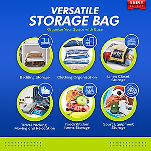 Shiny Select 20 Gallon Jumbo Storage Bag with Handle, Resealable Zipper Top 24x32, 3 Bags - Clear Big Plastic, Extra Large XL, 4 Mil Thick Heavy Duty for Travel, Moving, Clothing, Bedding