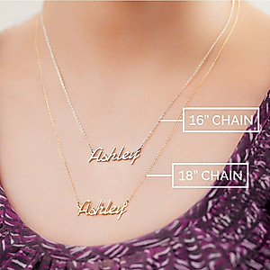 TSD 14K Yellow Gold Personalized Name Necklace with a 18" Chain in Flourish Font by JEWLR*