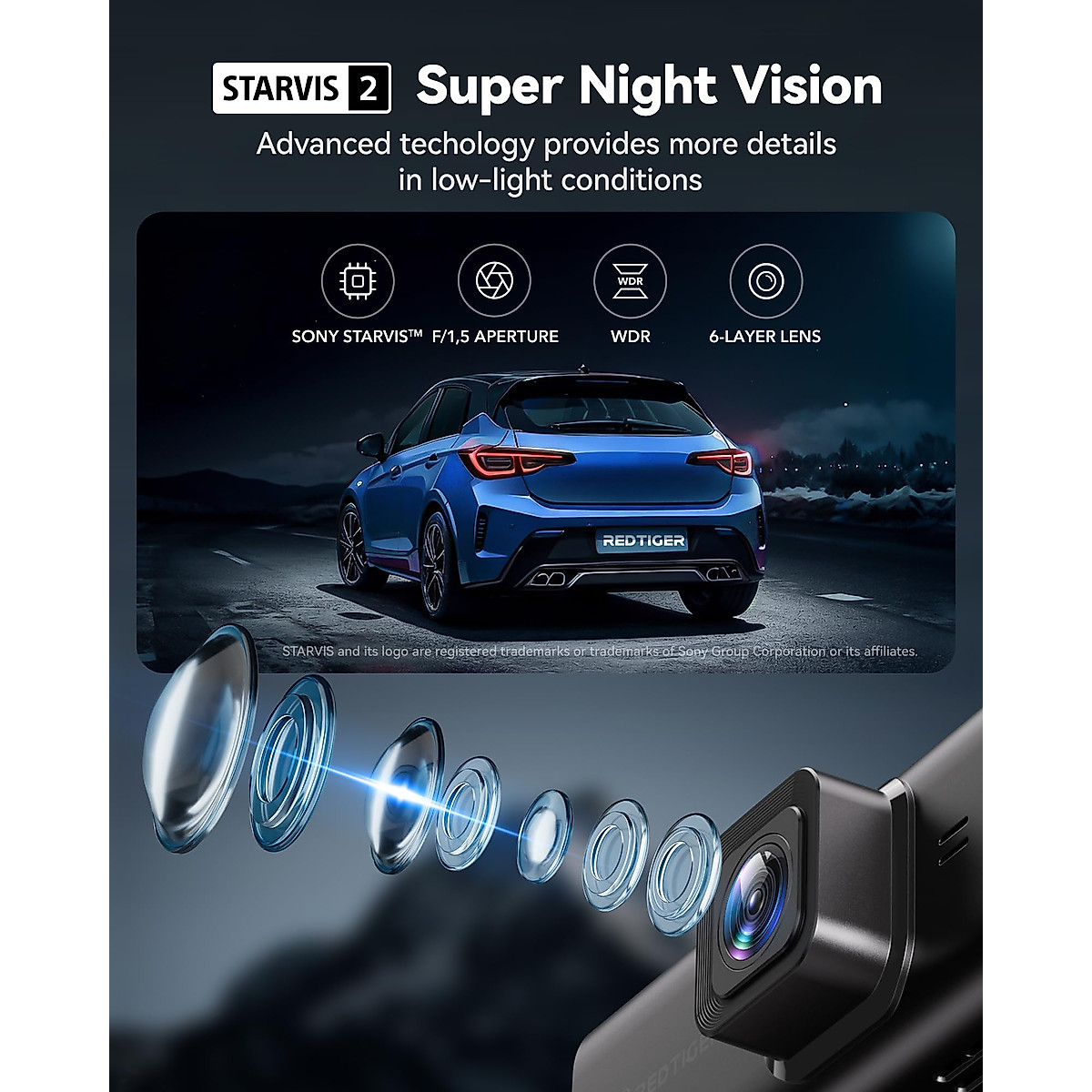 REDTIGER 4K Dash Cam Front and Rear, Touch Screen 3.18 Inch, Voice Control, 5.8GHz WiFi Car Dash Camera with 64GB Card, GPS, UHD 2160P Night Vision, WDR, Emergency Lock, Parking Monitor (F7N Touch)