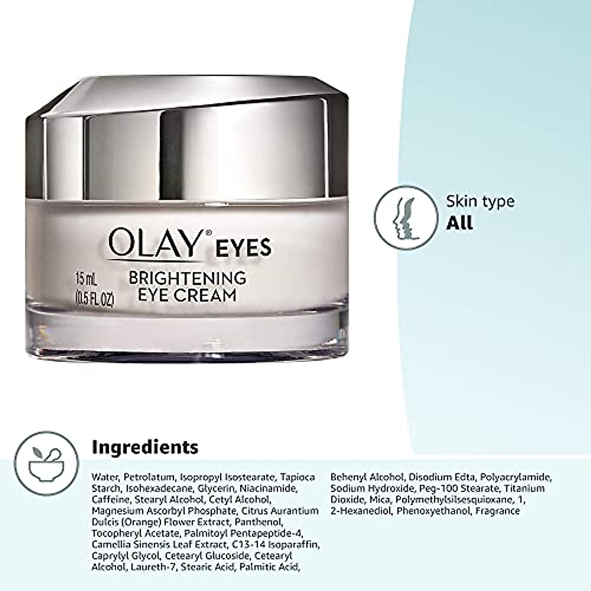 Olay Vitamin C Brightening Eye Cream to Help Reduce Dark Circles, Brightening Cream, 0.5 Fl Oz