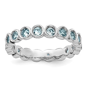 IceCarats 925 Sterling Silver Blue Aquamarine Stackable Ring Gemstone Band March Birthstone Jewelry Size 8.00