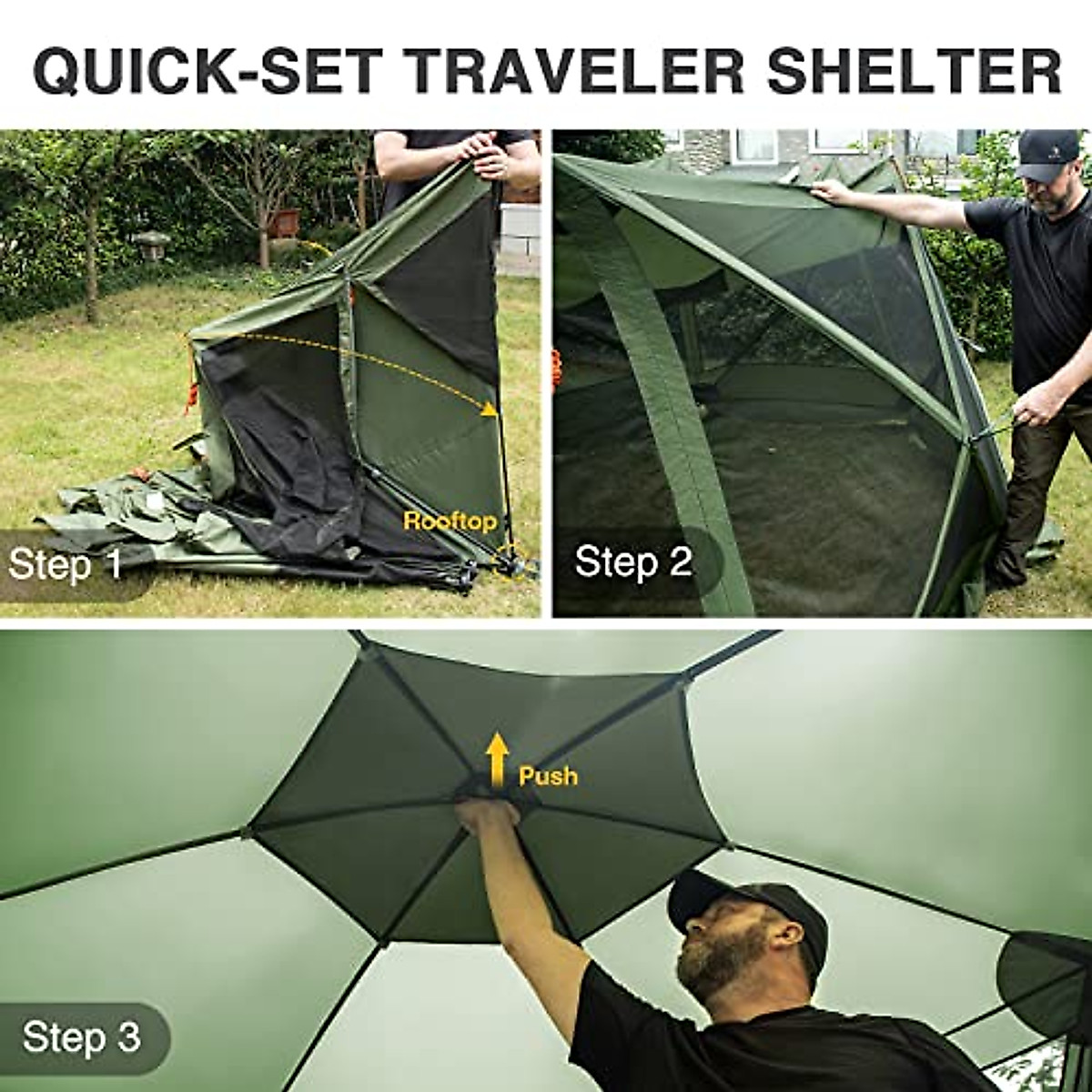 EVER ADVANCED Pop up Screen House Tent for Camping 11.5 x 9.8 ft, Instant Screened Gazebo Canopy with Netting, Portable Shelter Enclosure for Outdoor, Backyard