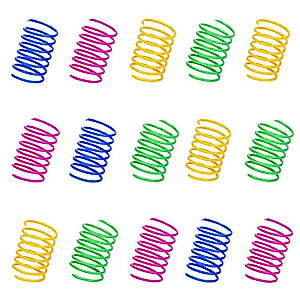ISMARTEN 100 Pack Pet Wide Colorful Springs Cat Toys Plastic Coil Spiral Springs for Cat Kitten Pets (Random Color)