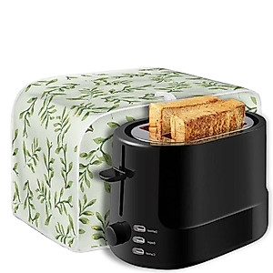 NETILGEN Toaster Dust Cover 4 Slice, Microwave Toaster Oven Grill Cover Stain Resistant Dustproof Kitchen Small Appliance Cover with Top Handle for Kitchen, Green Leaf