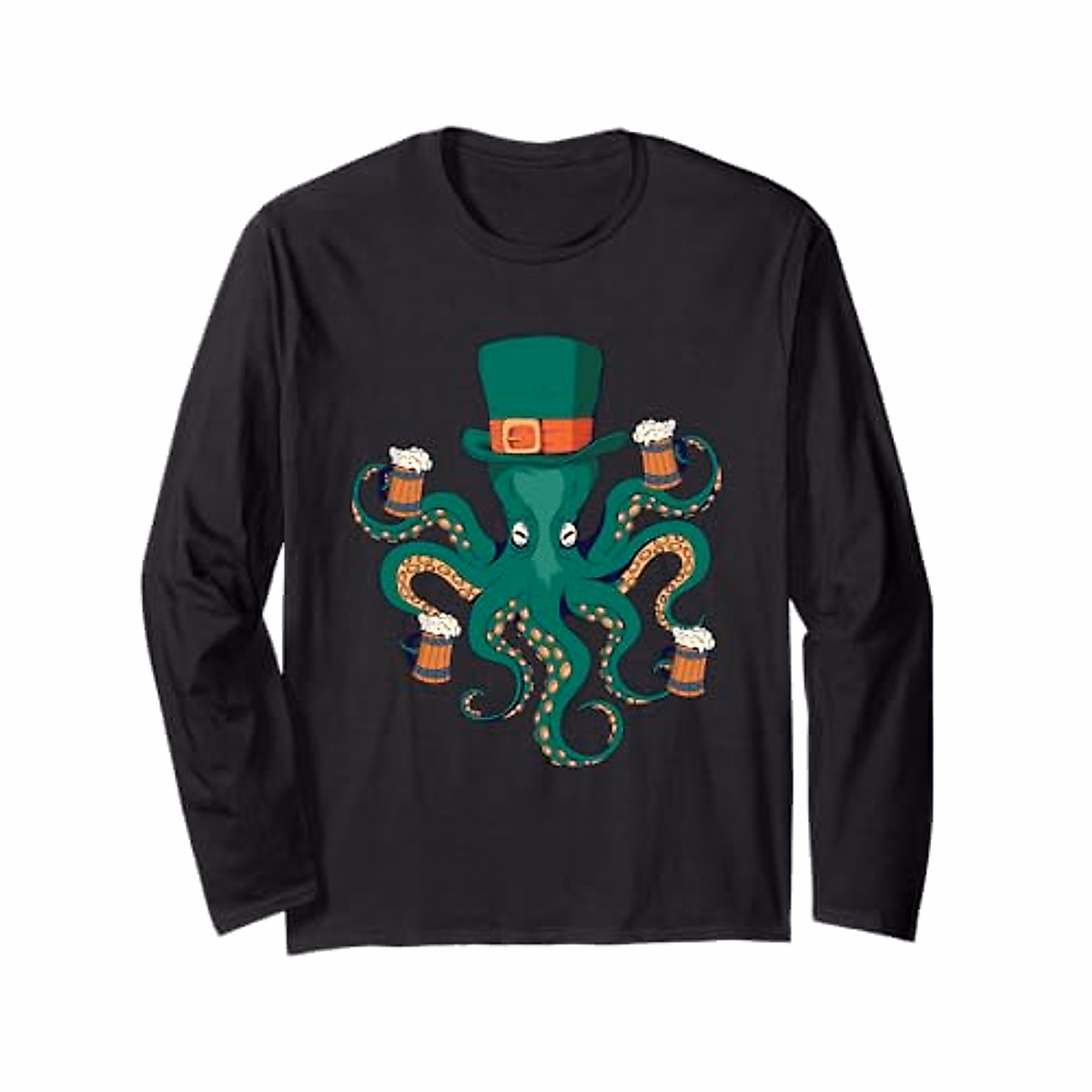 Funny saint Patrick's day double fisting twice octopus Irish Long Sleeve T-Shirt