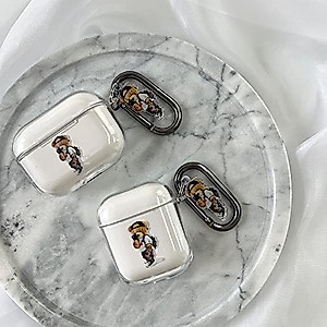 ONLYOU Compatible with Airpods Pro Case Cover with Keychain Stylish Korean Airpods Pro 2 Case Cute PC Bear Street Clear