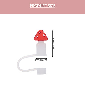 ABOOFAN 2pcs Silicone Straw Caps Mushroom Straw Tip Plugs Reusable Straw Tip Covers Cute Straw Topper Leak-proof Straw Caps for 6-8mm Straws Party Supplies