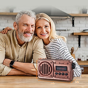 Gelielim Portable Radio with Bluetooth, FM Radio with Loud Volume, Digital Radio Retro Bluetooth Speaker with LED Display Support TF Card/USB, Present for Grandparents for Kitchen Outdoor (No AM)