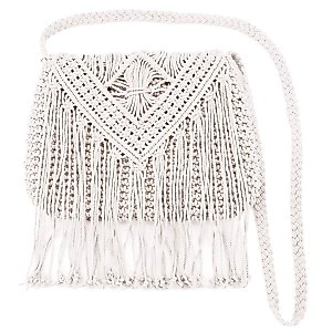 DIGOGO Womens Cotton Crochet Fringe Crossbody Shoulder Bag Bohemian Summer Beach Purse Handwoven Straw Bag