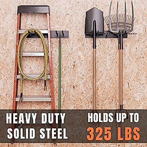 The Ultimate Garden Tool Organizer Racks For Wall Mount - Easy To Install Set of 2 Yard Tool Holders For Safe & Simple Garage/Shed Organization - Durable Utility Hangers For Shovels, Rakes & More